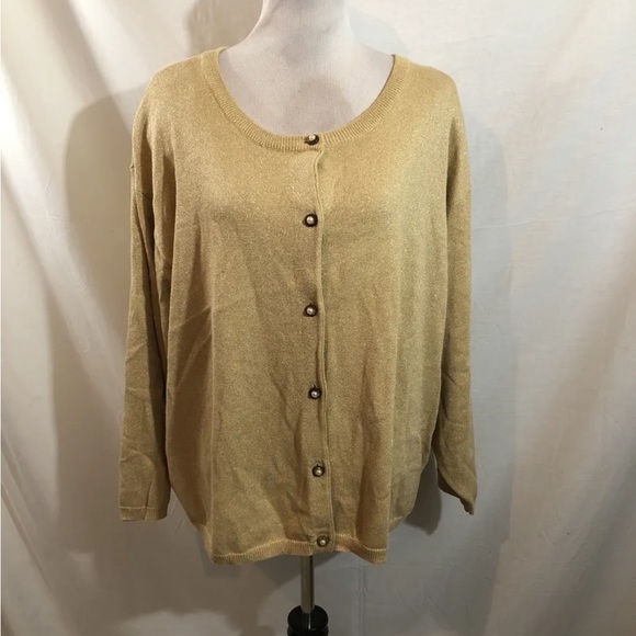 Sweaters | Jacque And Koko Gold Metallic Button Up Cardigan Sweater ...